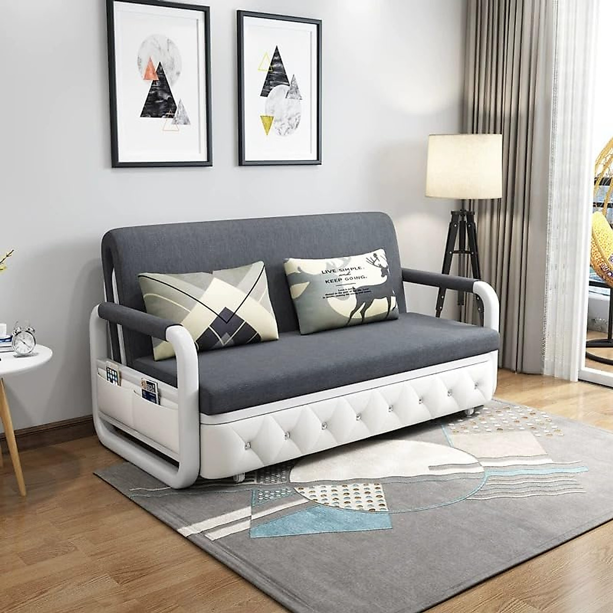 dqmlsruku 50.3" W 72" L Full Size Futon Sofa Bed，Pull Out Sofa Bed futon，Convertible Floor Couch for Living Room, Bedroom, Entertainment Room