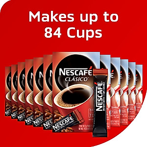 NESCAFE CLASICO, Dark Roast Instant Coffee, 12 boxes (84 packets)