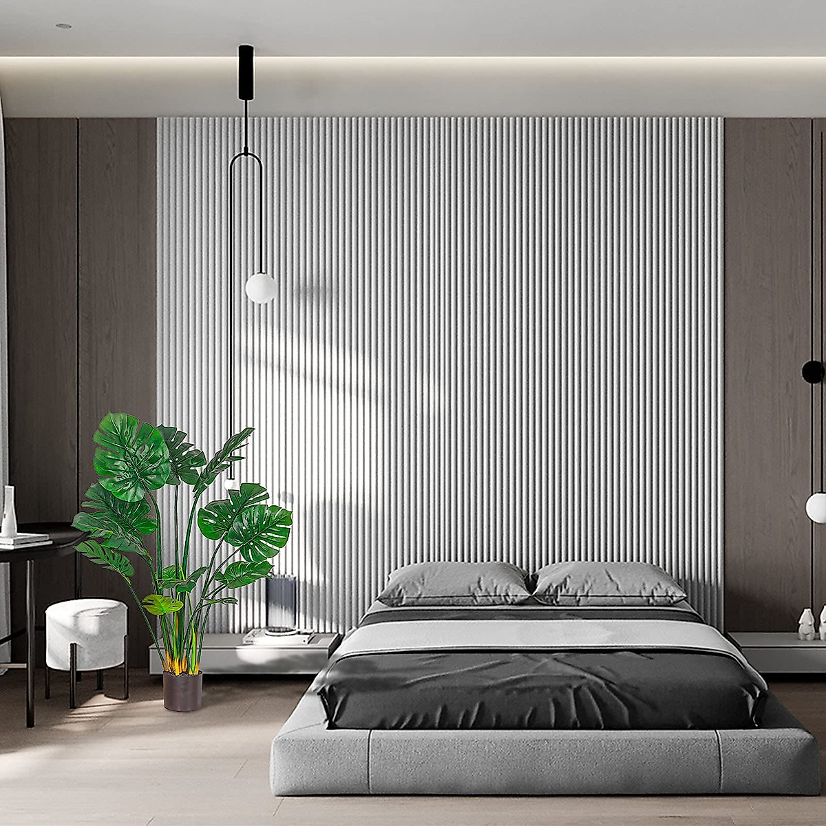 kutuuhome Fake Plants Artificial Monstera Deliciosa Plant Fake Tropical Palm Tree Perfect Faux Swiss Cheese Plant for Home Garden Office Store Decoration (2, 43 Inch)