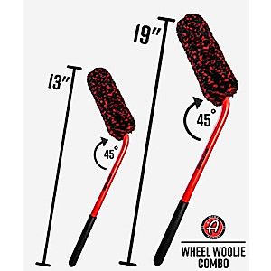 Adam's Wheel Woolies Car Detailing Brush (Bundle) - Car Cleaning Wheel Brush | Use W/Wheel Cleaner, Rim Cleaner, Chrome Cleaner | Car Wash Brush Cleans Brake Dust from Barrels & Hard to Reach Areas