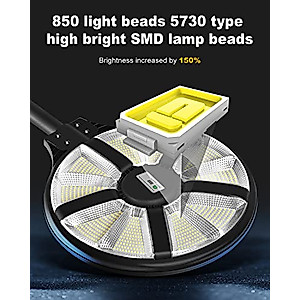 BNT Solar Street Lights Outdoor Waterproof 3000W Round LED Solar Powered Street Light with 360° Wide Angle Illumination, Waterproof IP66, Solar Outdoor Lights for Yard, Piazza (2 Pack)