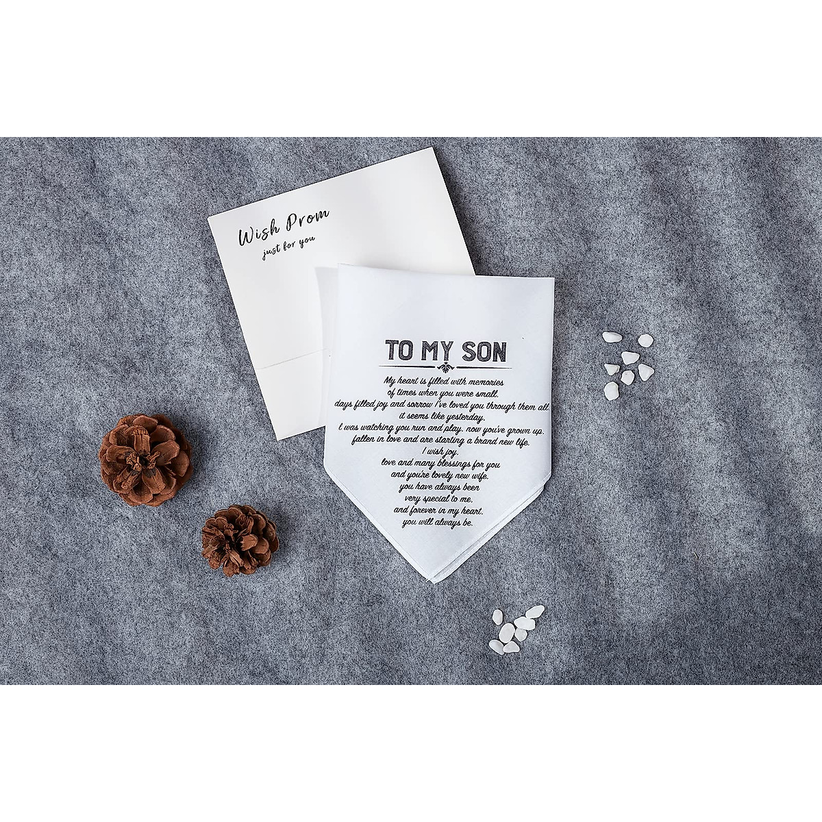 Wedding Handkerchief to My Son Gift from Mom or Dad, White Handkerchiefs from Parents in Wedding Keepsake For Perfect Moments