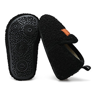 L-RUN Black Slippers for Toddler Boys/Girls House Slippers Black 6.5-7.5 Toddler=EU24-25