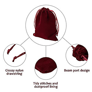 TOPTIE Custom 50 PCS Velvet Gift Wrap Bags with Drawstrings, 4"x6" Logo Print Jewelry Pouches for Wedding Favors