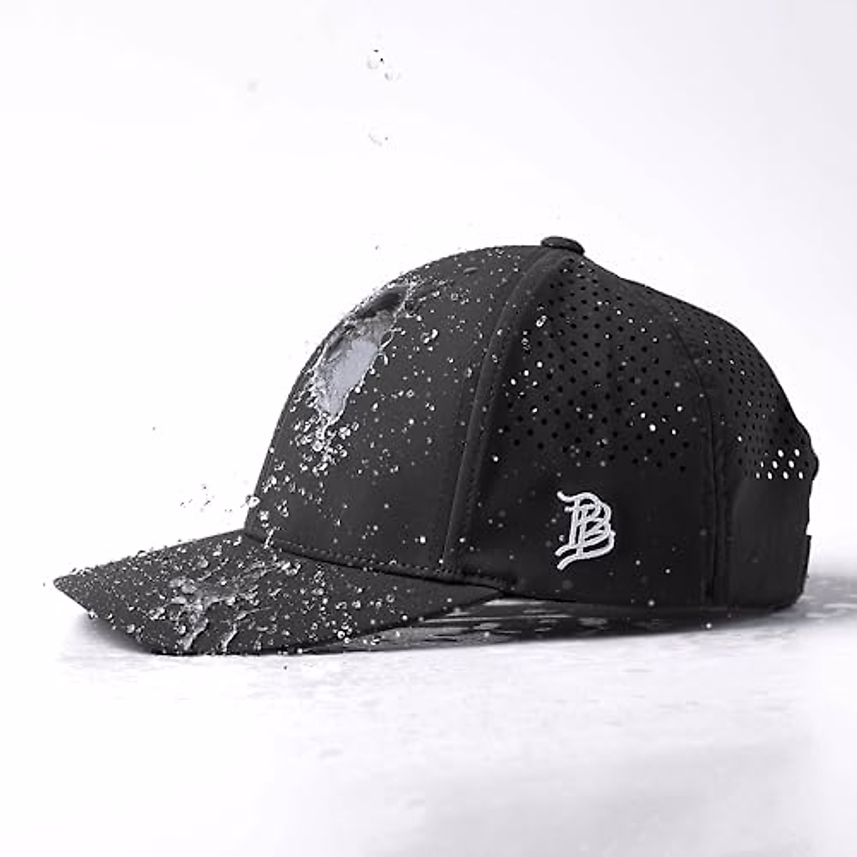 Branded Bills Bare Curved Performance Hat, Black, Fits 7-8, with Flexfit Sweatband, Adjustable Velcro Closure, Fitted Style | Lightweight, Comfortable Stretch, Quick Dry & Water Repellent Baseball Cap