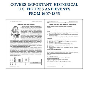 Mark Twain American History Workbook, Grades 6-12, US History of People and Events from 1607-1865, Declaration of Independence, Constitution of the ... Curriculum (American History Series)