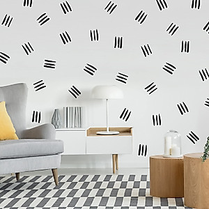 192 Pieces Boho Line Wall Decals Modern Abstract Decor Sticker Removable Peel and Stick Striped Wallpaper Black Stripes Art Wall Vinyl for Urban Minimalist Bedroom Office Nursery Home Decoration