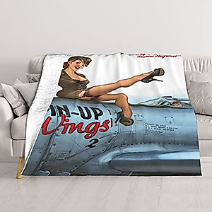 Sexy Girl Ultra-Soft Micro Fleece Throw Blanket,Pin Up Girl,Custom Warm Lightweight Blanket for Couch Bed Living Room Bedroom Sofa 50"x40"