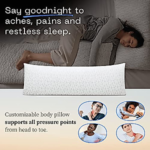 Coop Home Goods The Original Body Pillow, Adjustable Body Pillows for Adults, 20x 54 Long Pillow for Bed, Back, Shoulder, Hip & Knee Side Sleeper Pillows for Adults with Memory Foam & Washable Cover