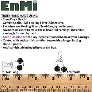 En Mi Double Gemstone Beaded Hoop Earrings, Handmade Sterling Silver Jewelry, Unique Vintage Styled Earrings for Women, Unique Hoop Earring Style with Black Onyx