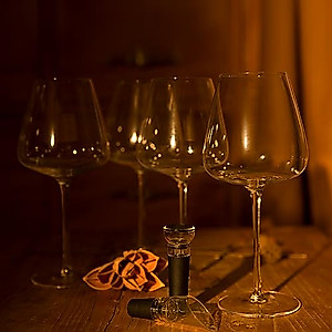 Red wine glasses 21oz Hand Blown Premium Crystal White square wine glass set of 4 Unique Large Wine Glasses Long Stem for men or women Wedding, Anniversary, Christmas