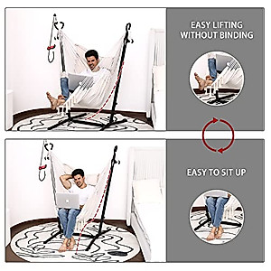 Hammock Chair with Stand and Foot pad Double Hammock Chair Bohemian Style with Tassel Mobile Phone Support manually Adjustable Swing Indoor and Outdoor Garden Porch Capacity 400 pounds