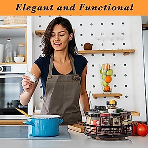 Gennua Kitchen 10” Acacia Wood Lazy Susan Turntable Organizer for Spices, Condiments, and More - Wooden Cabinet and Pantry Organization and Storage - Practical Gift Idea for Wedding or Housewarming