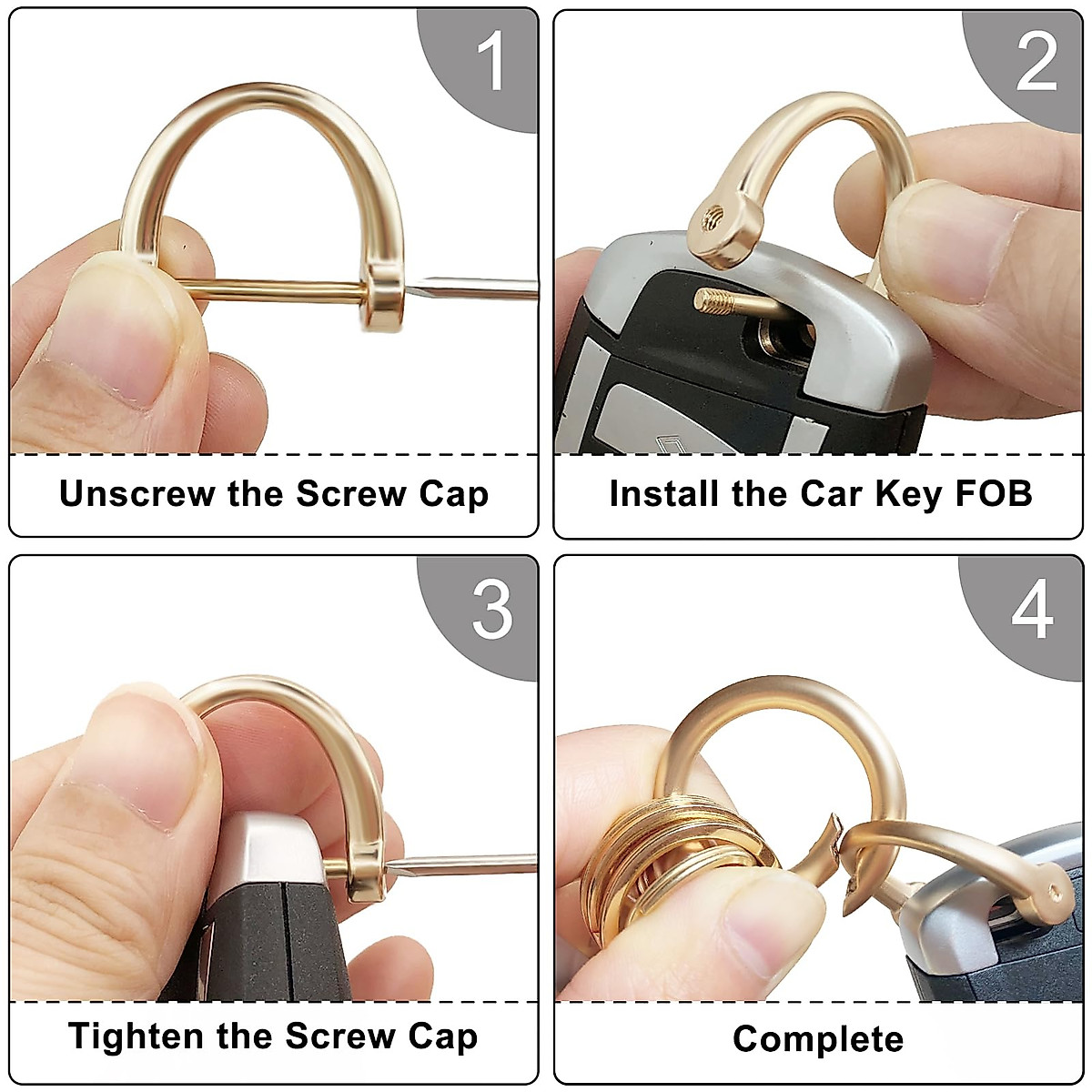 OHKYOOT Leather Wristlet Keychain,Wallet Keychain Car Key Chain with 3 Key Ring,Anti-Lost D Ring and Mini Wallet (Black)