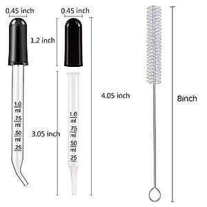 ToToT 10pcs Dropper 5 Straight Tip + 5 Bent Tip Measured Dropper 1ml Glass Pipette for Lab, Perfume, Essential Oil