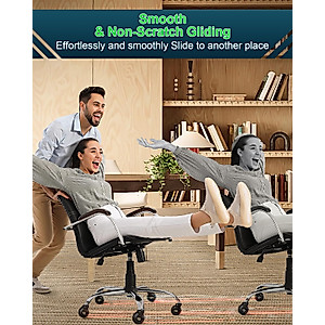 Rollerblade Office Chair Caster Wheels, Noise Free Chair Casters Set of 5 for Carpet, Hardwood Floor and Tile, Universal Fit for Most Chairs NOT Compatible for IKEA (Black)