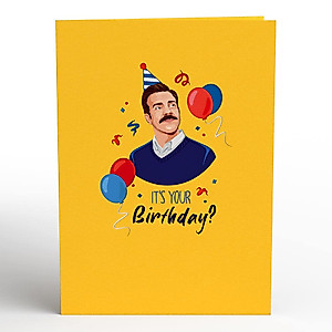 Lovepop Happy Birthday Pop-Up Card for Her and Him- 3D Ted Lasso Birthday Greeting Cards for Adults - Men, Women - Time to Celebrate - 5" x 7" Funny Card - Blank Note Card & Envelope Included