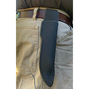 Coast Leathers Custom Handmade Leather Knife Sheath for SOG Seal Pup Knife, Fixed Blade Knife Holder, Vertical Sheath Right Handed Knife Holster - Black