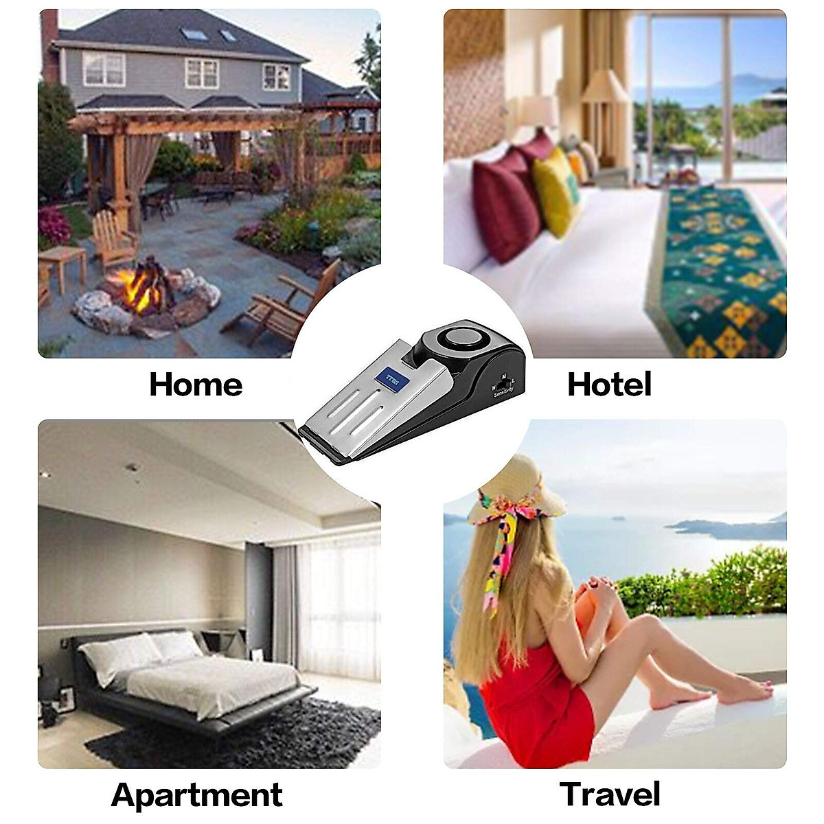 ZZRUI Upgraded 2 in 1 Portable Door Stopper Floor Wedge Security Alarm Loud 120db Entrance Alert Door Stop Alarm for Travel Home Apartment House (3 Packs)