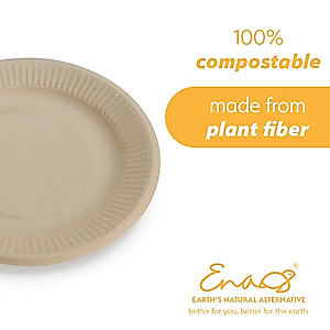 100% Compostable Disposable Paper Plates Bulk [6" 50 Pack], Bamboo Plates, Eco Friendly, Biodegradable, Sturdy Small Dessert Party Plates, Heavy-Duty, Unbleached by Earth's Natural Alternative