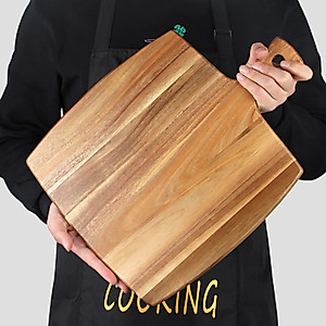 Large Wood Cutting Board with Handle 17" x 13" Simple Best Wooden Charcuterie Boards Butcher Block Teak Cutting Boards for Kitchen Meat Cheese Serving Board Carving Chopping Blocks Charcuterie Board