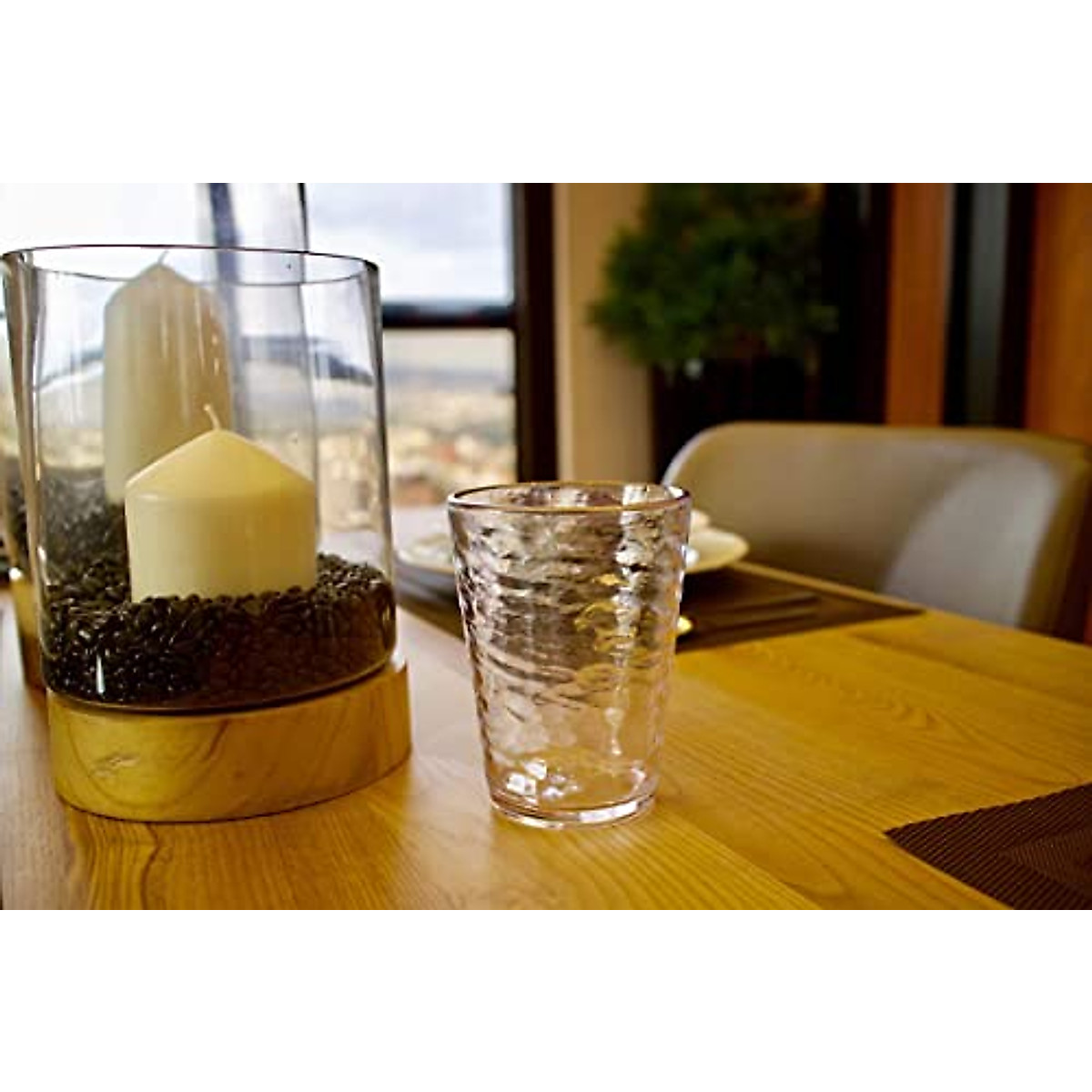 KLIFA- RIPPLE- 16 ounce, Set of 6, Acrylic Tumbler Drinking Glasses Cups, BPA-Free, Stackable Plastic Drinkware, Dishwasher Safe, Clear