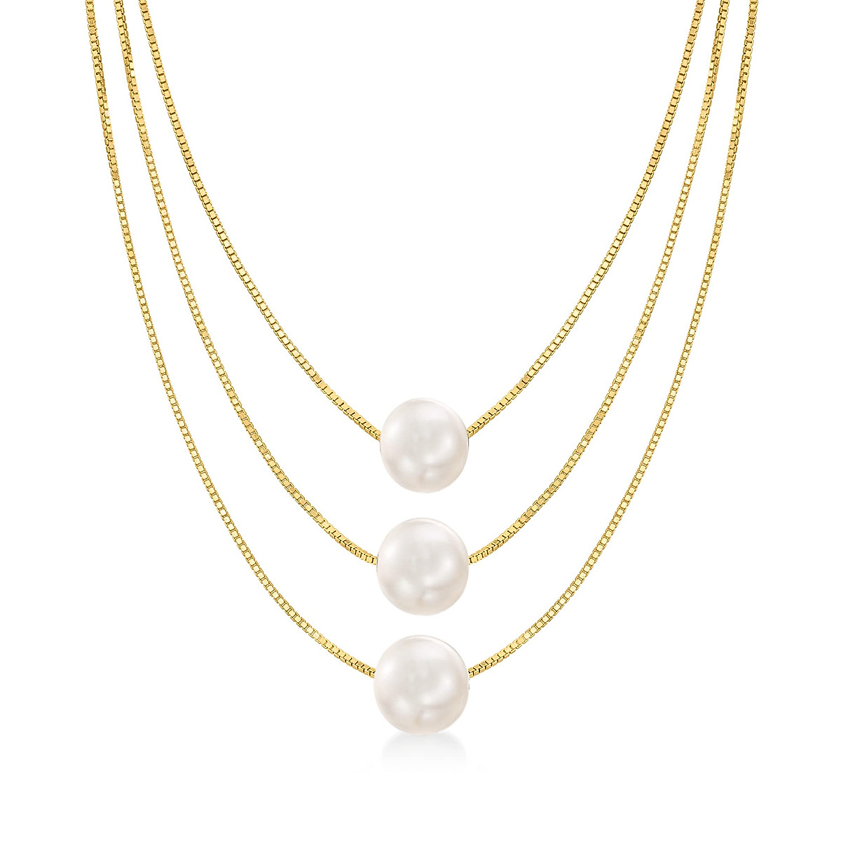 Ross-Simons 9-9.5mm Cultured Pearl 3-Strand Layered Necklace