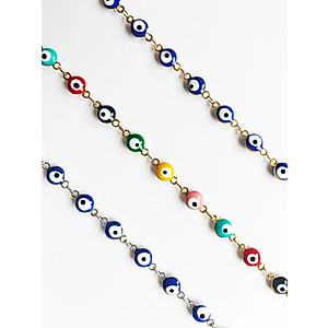 DIJUGS 3 Pcs Evil Eye Bracelet for Women Men18K Gold Plated Stainless Steel Handmade Adjustable Amulet Evil Eyes Jewelry for Family Best Friends Gifts (3 pcs, gold,steel,Colorfule)