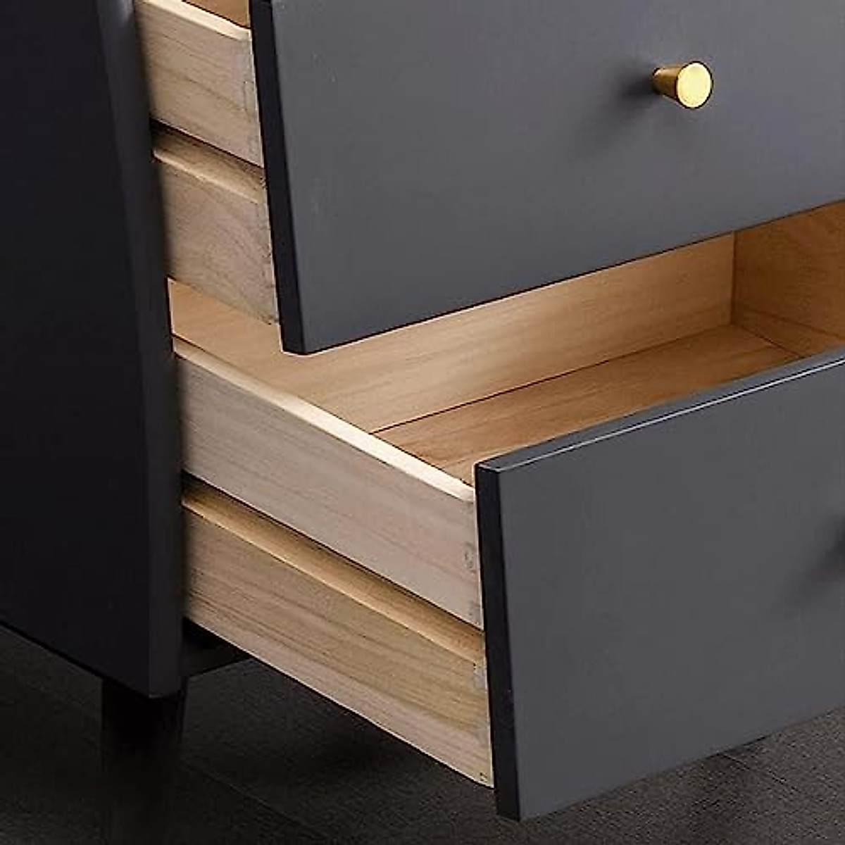 Solid Wood Nightstand Modern Bedside Table Rubber Wood End Table Scandinavian Side Table 2 Drawer Bedside Cabinet for Bedroom Living Room