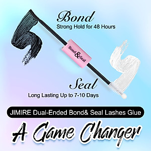 JIMIRE Bond and Seal Lash Glue for Lash Clusters DIY Eyelash Clusters Strong Hold Eyelash Adhesive 10ml 2 in 1 Waterproof Lash Glue for DIY Eyelash Extensions at Home