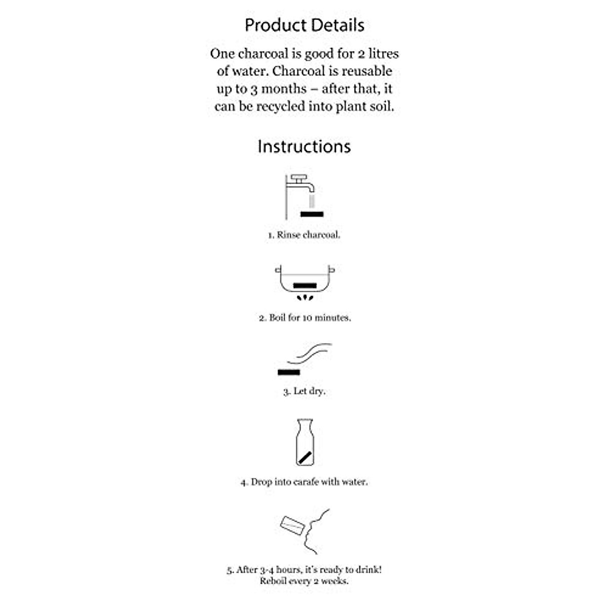 Tosa Binchotan Charcoal Water Purifying Sticks for Great-Tasting Water, Three 6 in Sticks - Each Stick Filters up to 2 Liters of Water