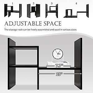 Jerry & Maggie - Desktop Organizer Office Storage Rack Adjustable Wood Display Shelf | Birthday Gifts - Toy - Home Decor | - Free Style Rotation Display - True Natural Stand Shelf Black