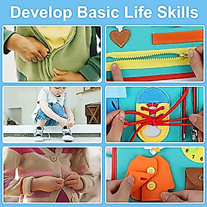 FASTSPOK Busy Board for 1 2 3 4 Year Old, Toddler Travel Toys for Car Plane, Montessori Sensory Toys for Toddlers 1-3, Educational Learning Activities Board for Fine Motor Skills, Gift for Boys Girls