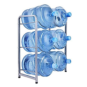 Ationgle 5 Gallon Water Cooler Jug Rack for 6 Bottles, 3-Tier Detachable Water Bottle Holder Heavy Duty Q235 Carbon Steel Water Jug Organizer with Floor Protection for Kitchen Office Home