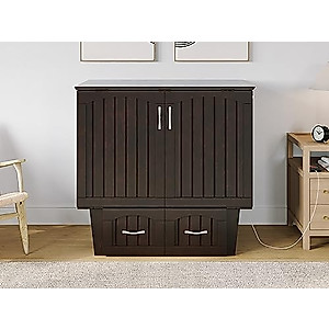 AFI, Sydney Twin Wood Murphy Bed Chest with Storage and Charging Station, Espresso
