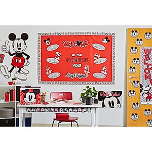 Eureka 845665 Disney Retro Mickey Mouse Poses Decorative Classroom and Bulletin Board Trim for Teachers, 2.25" Wide with 37 Feet Total, Multicolor, 12 Strips