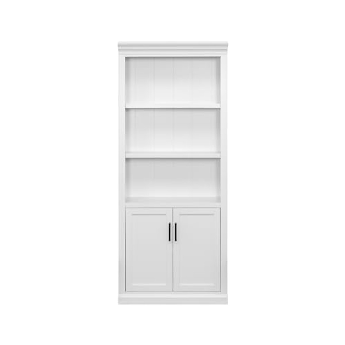 Martin Furniture Modern Wood Lower Doors Bookcase, Office Bookcase, Office Shelving, Office Storage, Fully Assembled, White