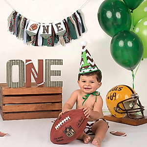 Football One High Chair Banner - Football 1st Birthday Party Decorations,Football First Highchair Banner,First Year Down Themed Decor,First Year Down Football Highchair Banner