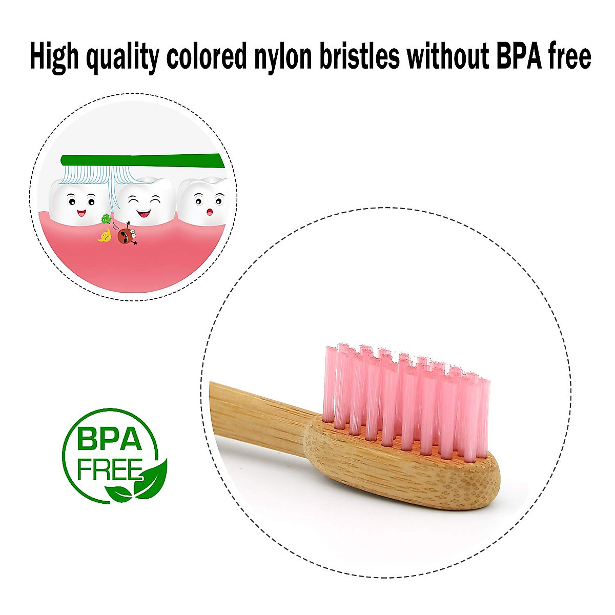 Virgin Forest Bamboo Toothbrush, Natural Eco Friendly Biodegradable Wood Toothbrushes, Vegan Organic Charcoal Tooth Brush, Pack of 6