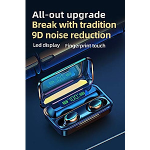 FSS Led Display Waterproof Earbuds Headphone Wireless Bluetooth Earphones Auriculares F9 Audifonos with 2000Mah Power Headset, Black