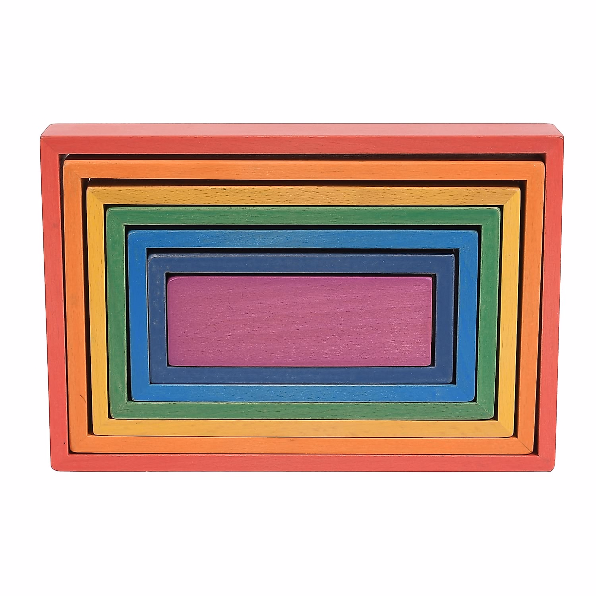 TickiT - 73414 Wooden Rainbow Architect Rectangles - Nesting Puzzle - Stacking Blocks for Ages 12M+