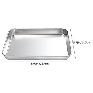 MAGICLULU 4pcs Stainless Steel Bakeware Bandejas Para Comida Coating Trays Stainless Steel Rice Noodles Holding Plate Food Steamer Dessert Platter Pans Square Tray South Korea Pasta Banquet