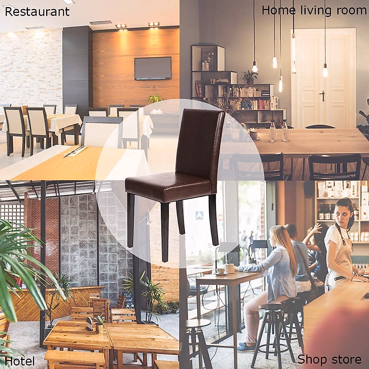 Dining Chairs Set of 4 PU Cushion Dining Room Chairs, Comfortable Parsons Chair Kitchen Chairs, Modern Industrial Upholstered Chairs Suitable for Home, Bistro Coffee Shops, Brown Furniture Urban Style