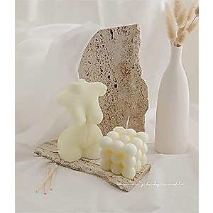 Bubble Cube + Human Body Candle Women Body Candle Body Shape Beautiful Art Candle Decoration for Wedding Decorative Candle for Bedroom Bathroom Decorations Hand Poured Scented Candle (Bubble + Body)