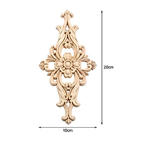 MUXSAM Wood Carved Appliques Furniture Decorative Onlays, 1Pc Unpainted DIY Center Carving Decal for Door Wall Ceiling Cabinet Dresser Mirror Bed Mantel Bench Decoration, 20x10cm/7.8"x3.94"