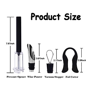 Wine Bottle Opener Wine Corkscrew Cork Remover Air Pressure Pump + Foil Cutter + Wine Bottle Stopper + Wine Pourer (Opener)