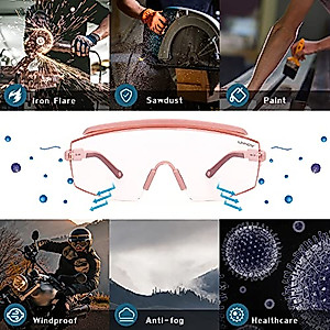 UKNOW Safety Goggles Over Glasses, Safety Glasses Anti Fog Wraparound Eye Protection, Protective Eyewear ANSI Z87.1