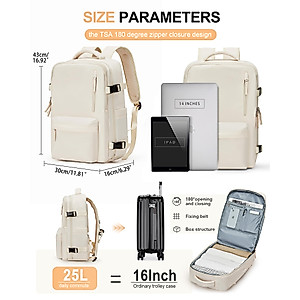 WONHOX Carry on Travel Laptop Backpack for Women Men, Flight Approved,Backpack, Hiking Outdoor Sports Rucksack Casual Daypack Bag Backpack, Beige Simple