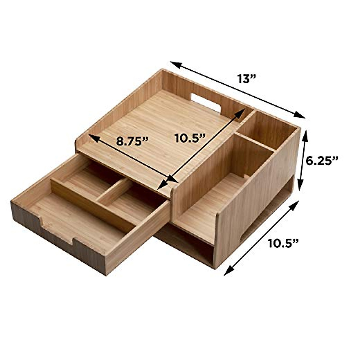MobileVision Bamboo Paper Tray Office Organizer for Files, Documents, Letter Sorter, Envelopes and Magazine Holder (File & Paper Organizer)