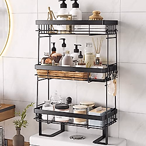 COVAODQ Over The Toilet Storage 3 Tier Bathroom Organizer Shelves Multifunctional Over Toilet Bathroom Organizer, No Drilling with Wall Mounting Space Saver